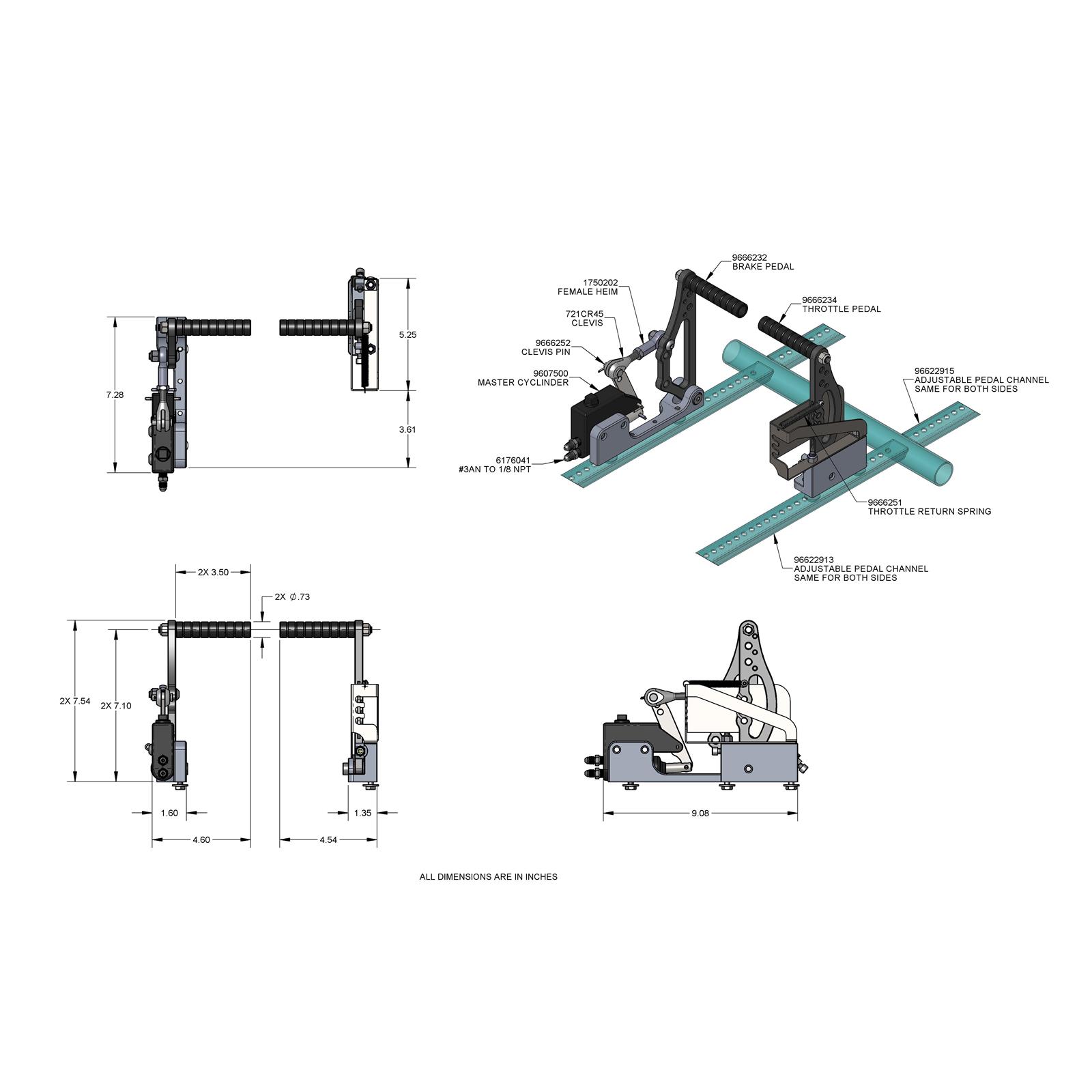 EMi Stallard® Micro Sprint Adjustable Pedal Assembly