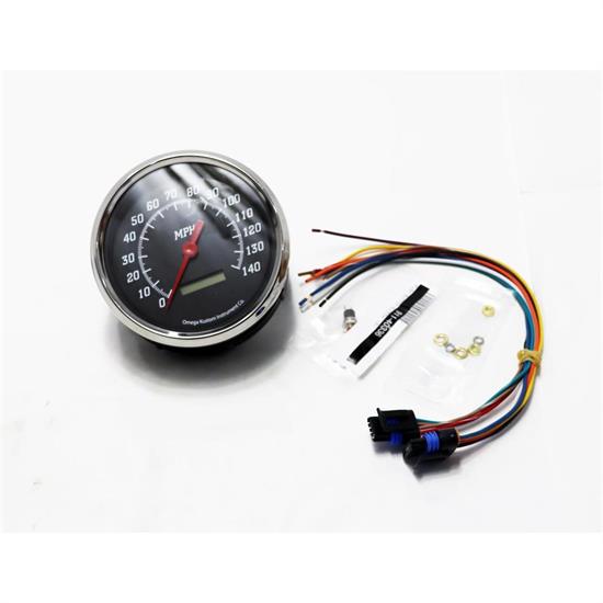 Omega Kustom 5", 140MPH Speedometer, Programmable, Black
