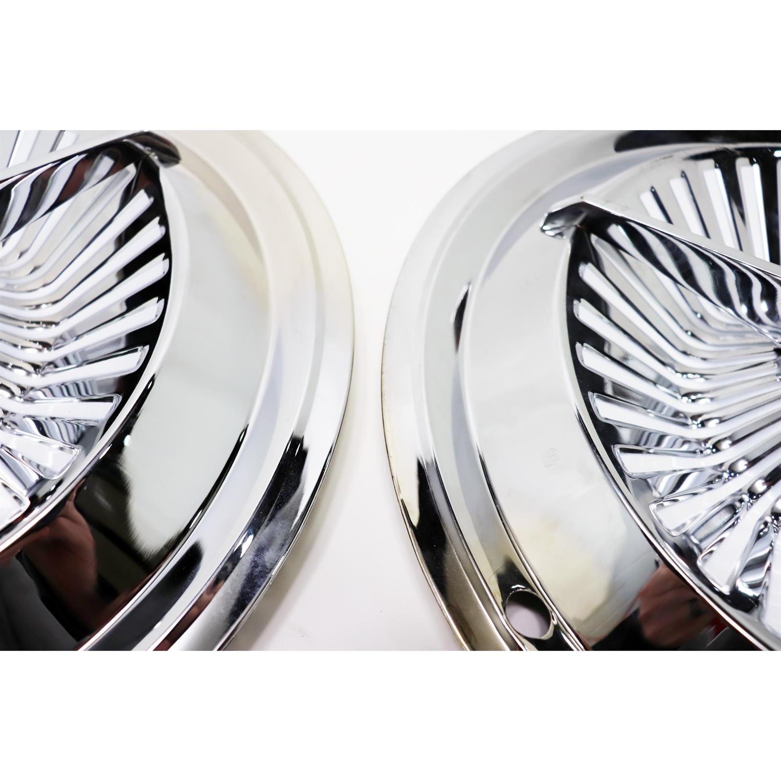 Polara Style Tri-Bar Turbine Chrome Hubcaps, 15 Inch, Set/4