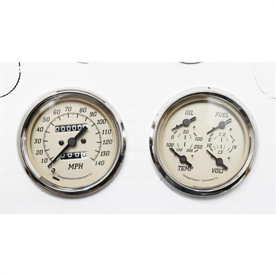 Omega Kustom Quad Gauge Set, Timeless Tan, 3-3/8, Mechanical