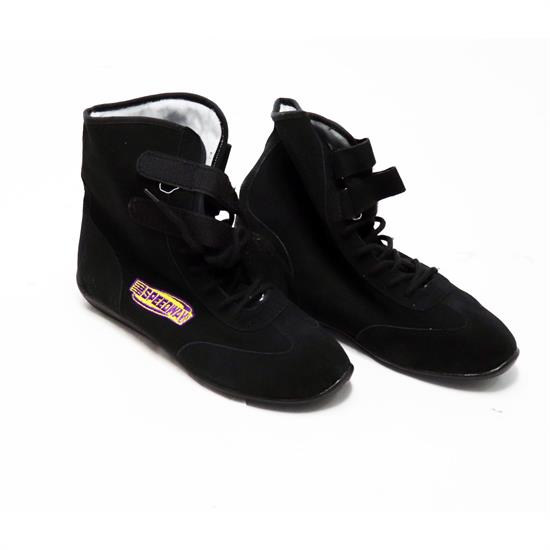 Speedway Black Hightop Racing Shoes, 8.5, SFI 3.3/5, Flexible Lea
