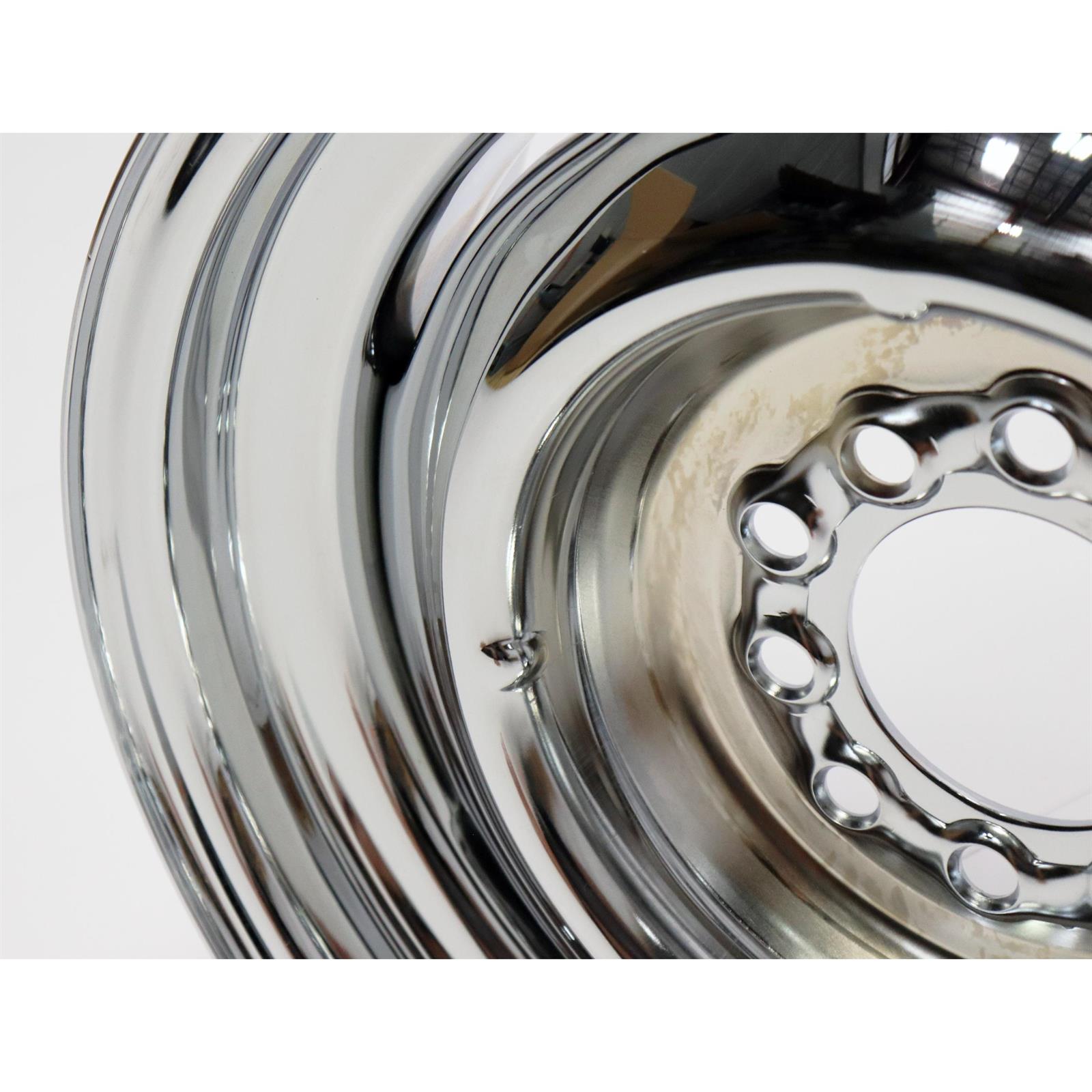 Vintage 15x6 Chrome Steel Wheel, 5 on 4.5/4.75, 3.5 Inch BS