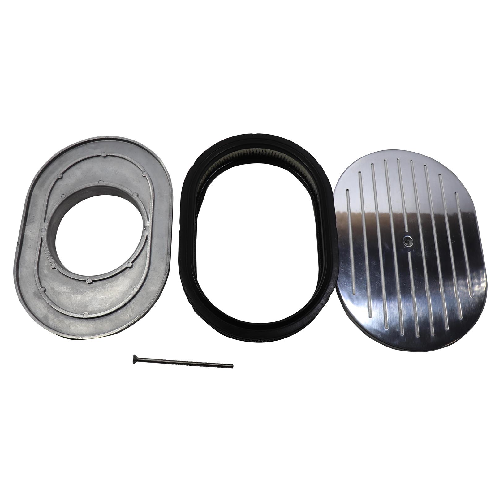 Ball Milled Billet Aluminum Oval Air Cleaner, 12 Inch