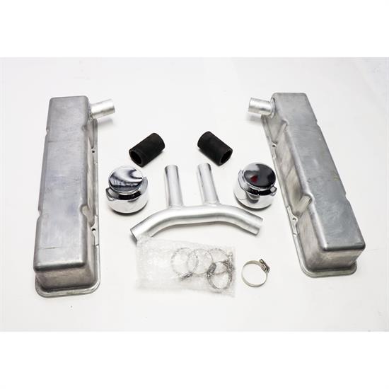 Speedway S/B Chevy Aluminum Valve Covers w/ Crossover Breather Tu