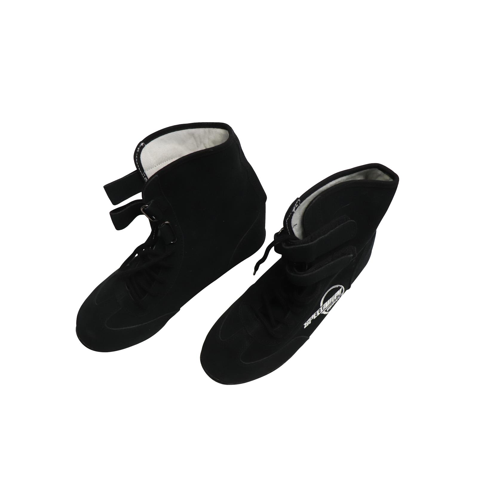 Speedway Black Hightop Racing Shoes, 9, SFI 3.3/5, Flexible Leath