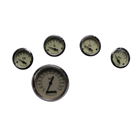 Omega Kustom 5-Gauge Set, Mechanical Speedometer, Timeless Tan