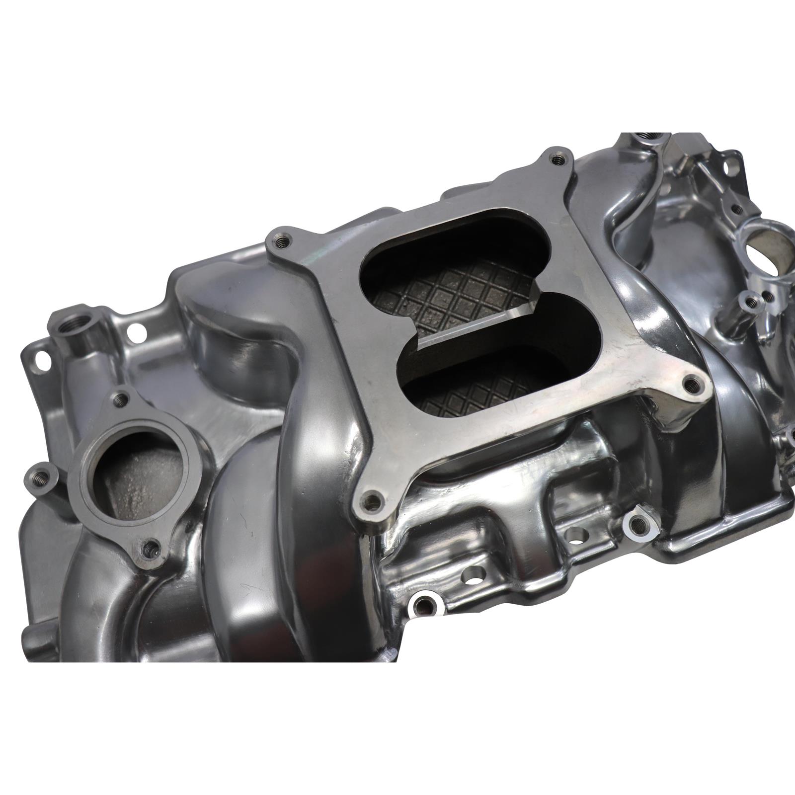 Small Block Chevy Hi-Rise Intake Manifold, Polished Finish