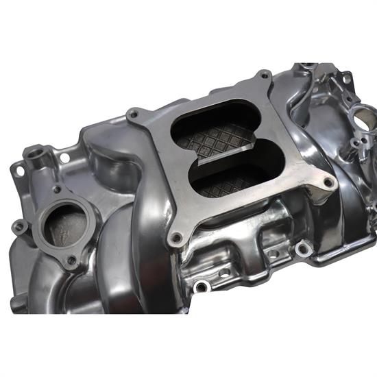 Small Block Chevy Hi-Rise Intake Manifold, Polished Finish