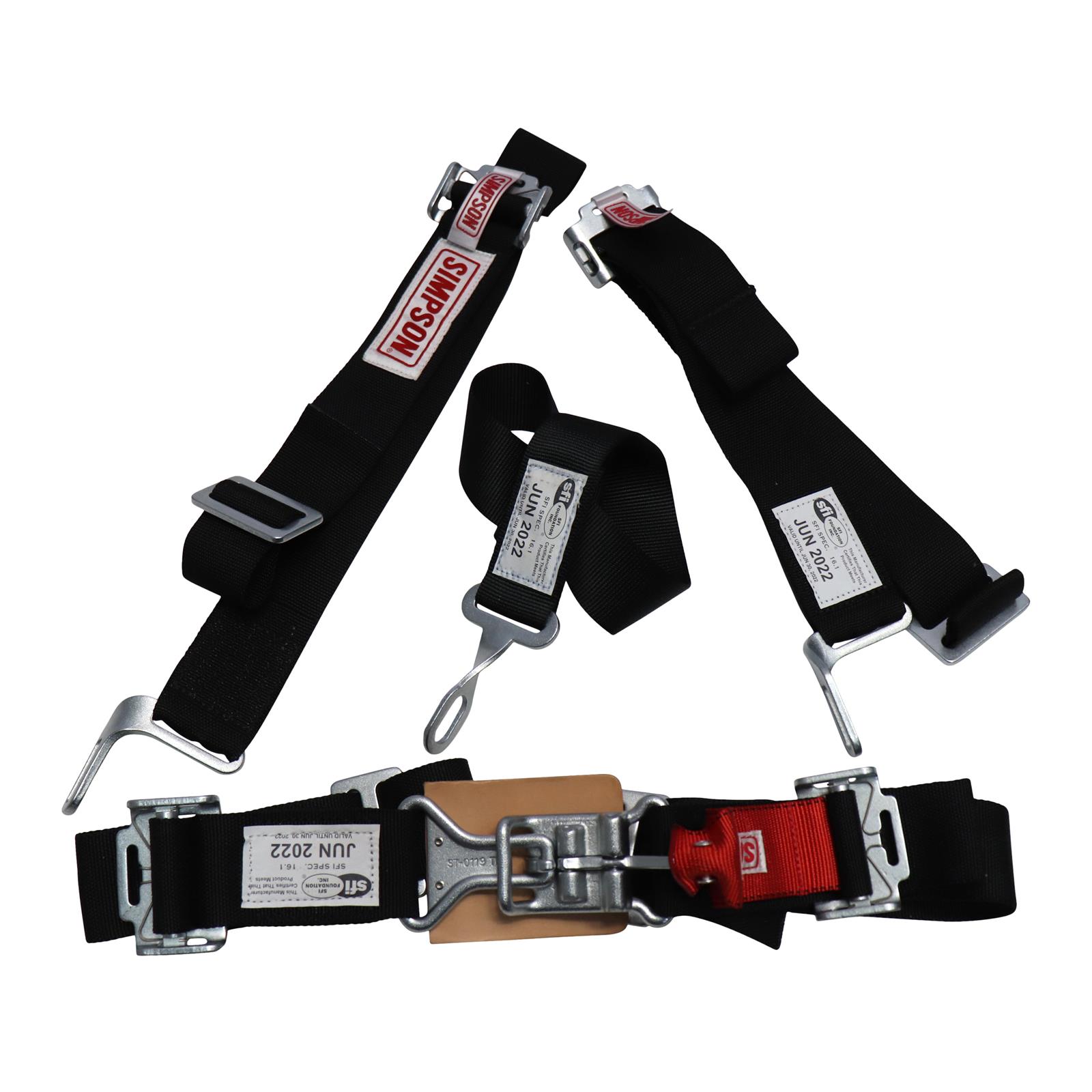 Simpson 29025BK Racing 5-Point Quarter Midget Seat Belt, Black