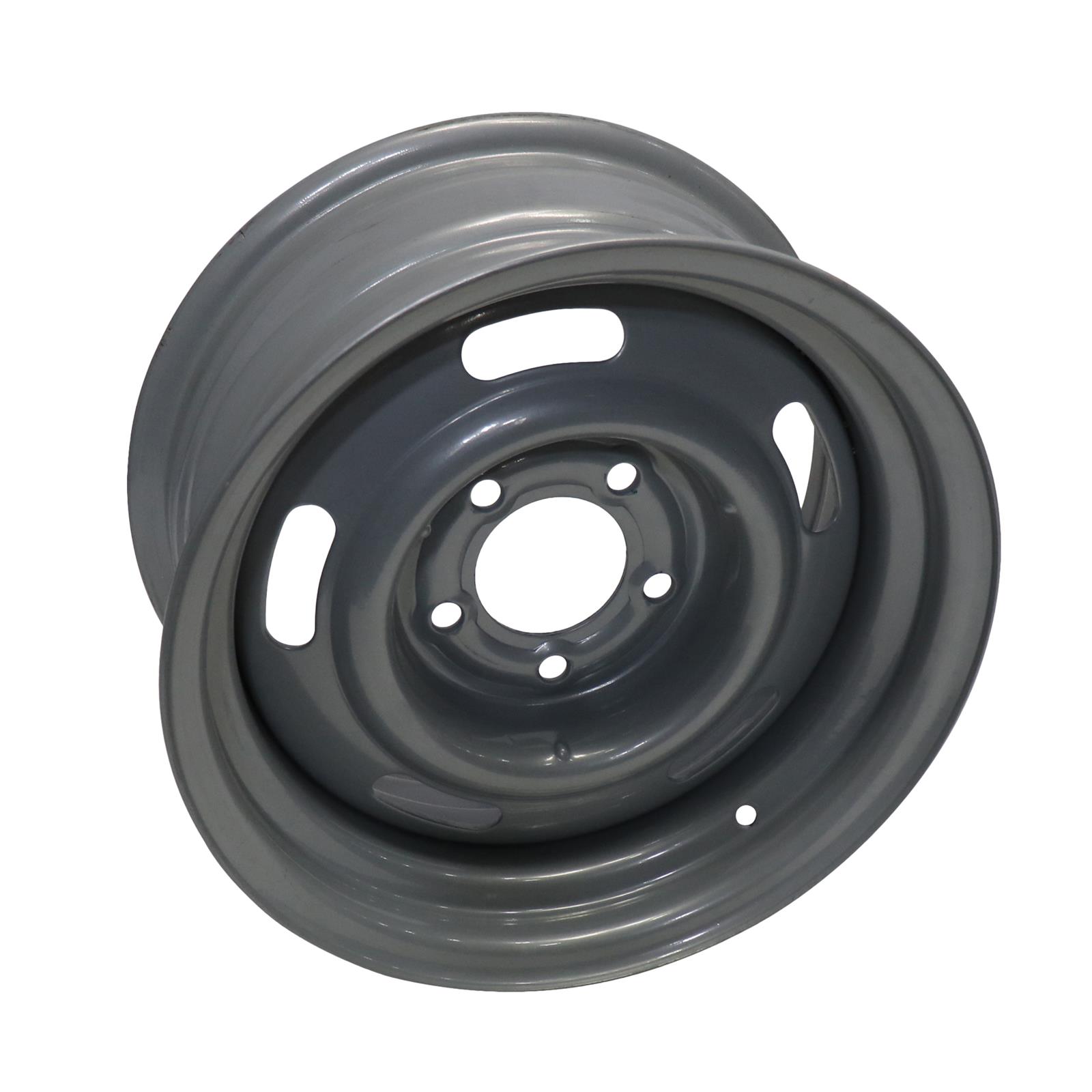 Speedway GM Style 15x7 In Rally Wheel, 5 on 4.75 Inch BP, Silver