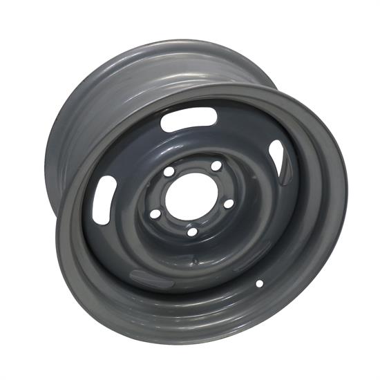 Speedway GM Style 15x7 In Rally Wheel, 5 on 4.75 Inch BP, Silver