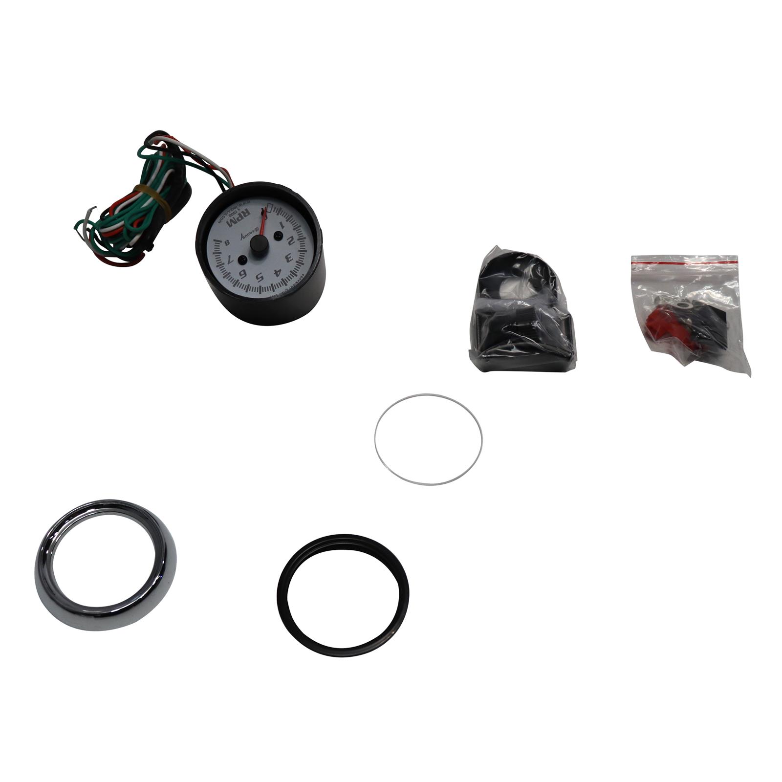 Equus E5076 5000 Series 2-1/2 Inch White Tachometer, 8,000 RPM