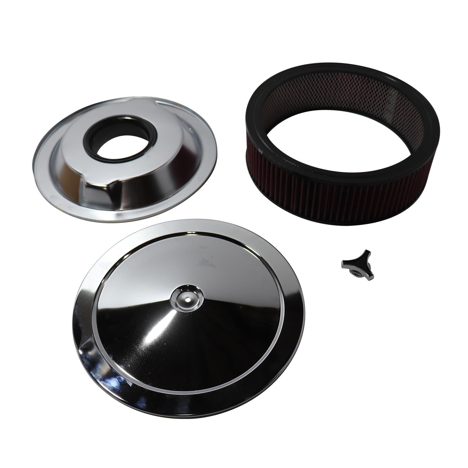 Chrome Air Cleaner with Washable Filter, 14 x 4 Inch