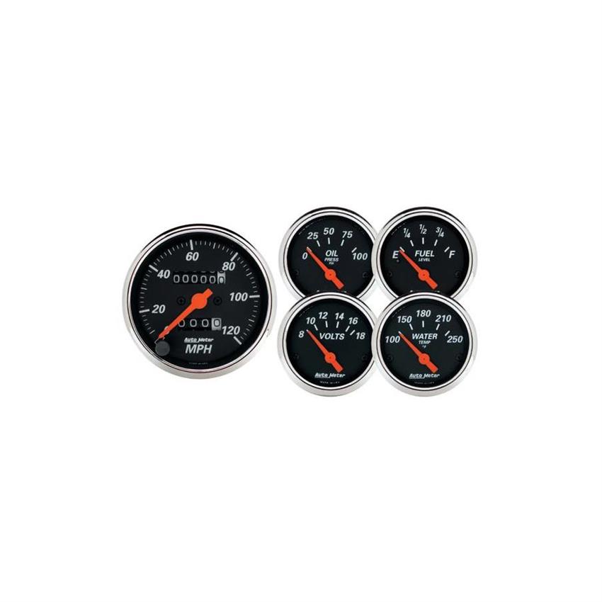 AutoMeter 1420 Designer Black 5 Piece Mechanical Gauge Kit