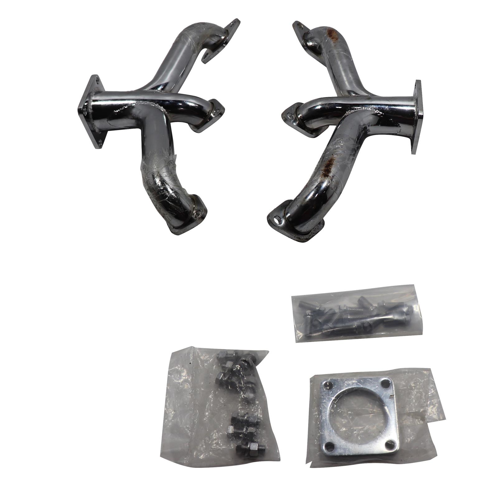 Flathead Center Dump Headers, Chrome
