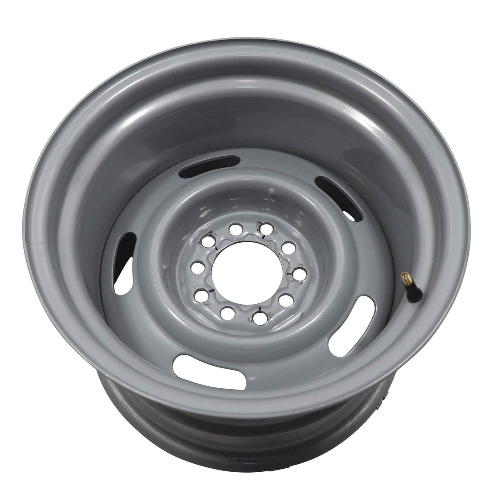 GM Dual Pattern Silver 15x10 Rally Wheel, 4.5 Inch-4.75 Inch