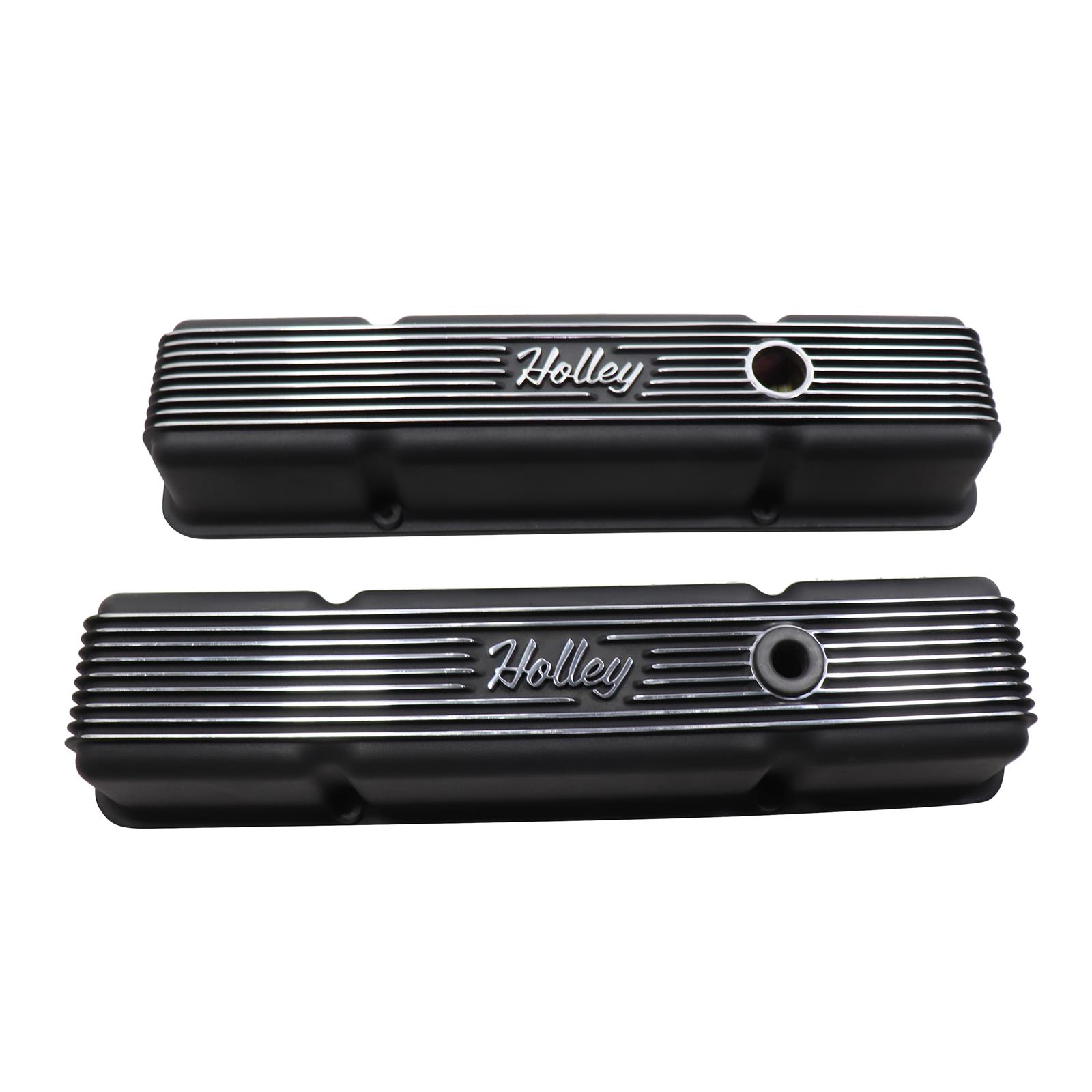 Holley 241-242 1958-1986 SBC Valve Covers w/ Emission Port, Black