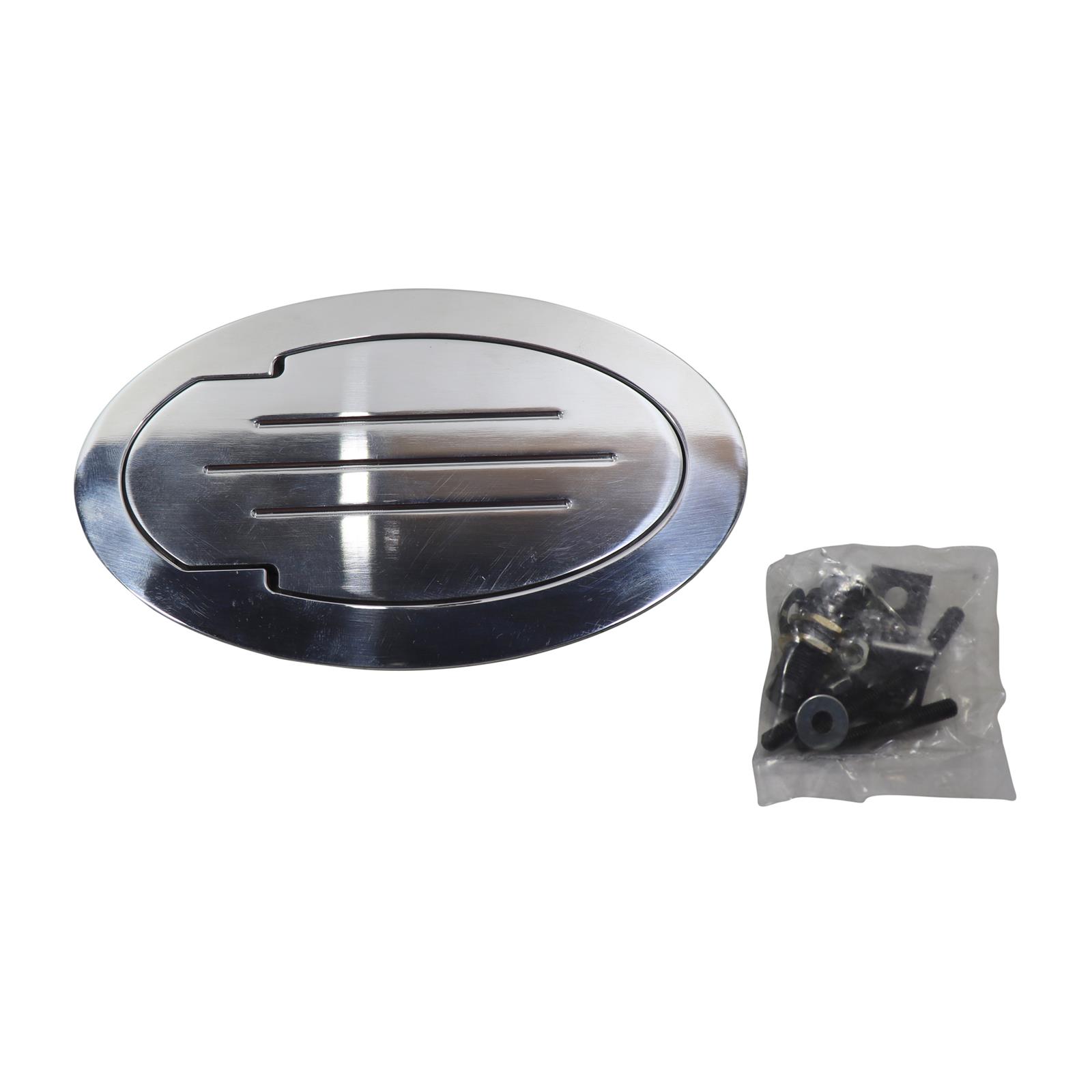 Speedway Polished Billet Aluminum Oval Fuel Fill Filler Door