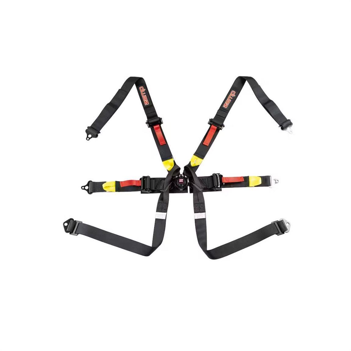 Zamp HARN04F003 6 Point Race Seat Harness, 2 Inch, Black, FIA