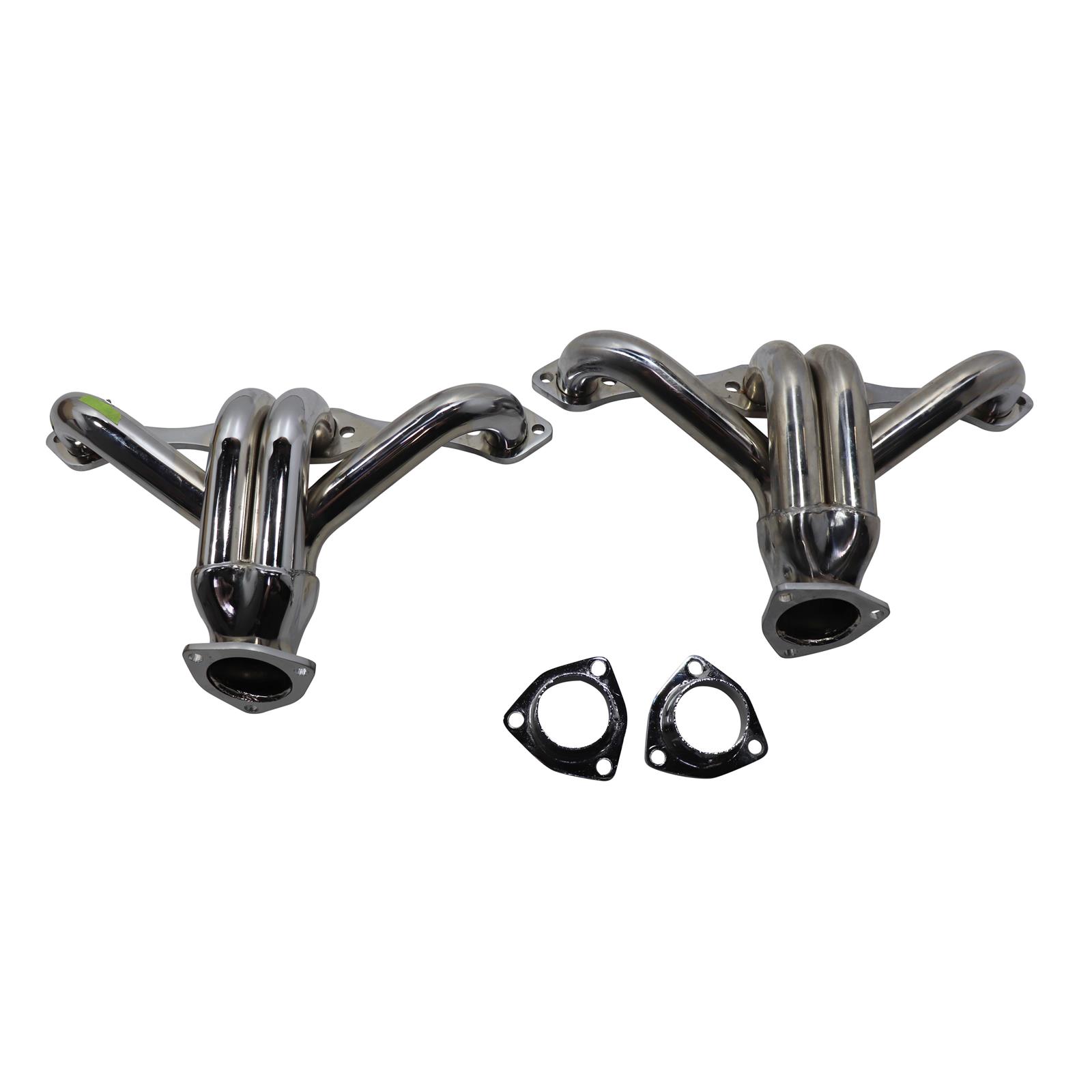 Tight-Fit Small Block Chevy Block Hugger Headers, Chrome