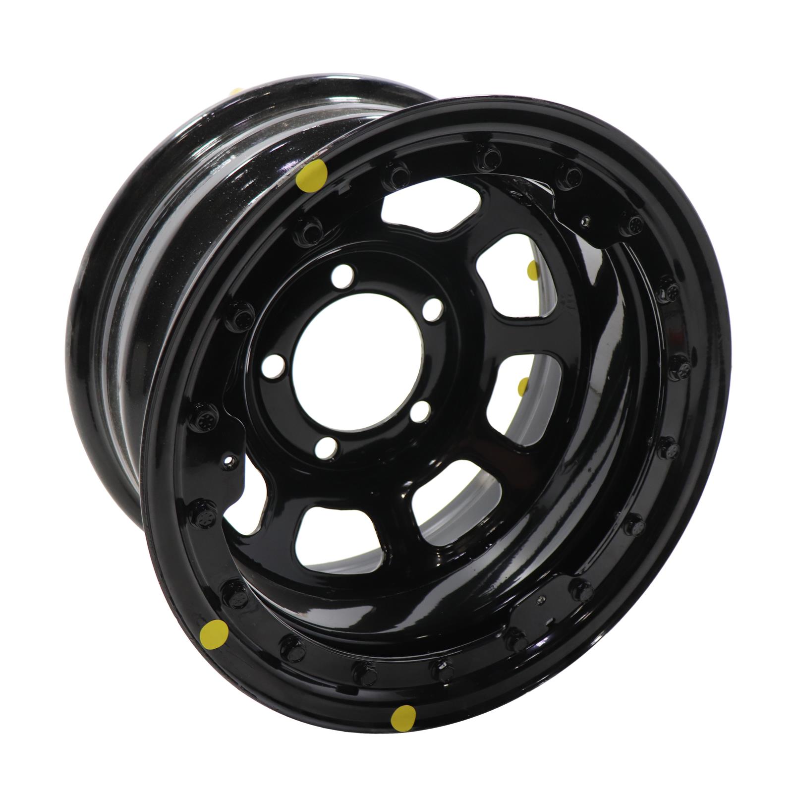 Bassett 58DJ2L 15X8 D-Hole 5 on 5.5 2 Inch BS Black Beadlock Whee