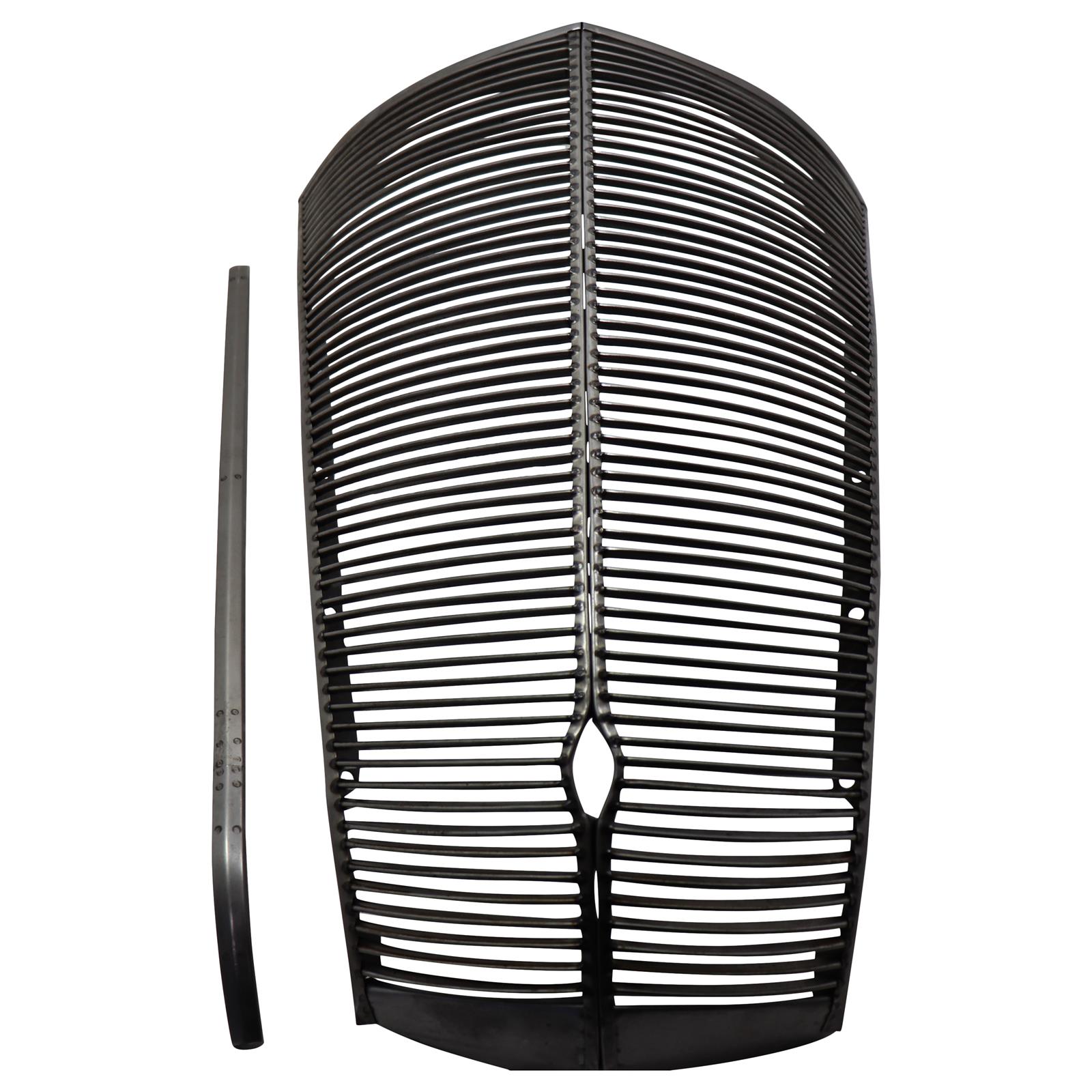 1937 Ford Car Grille w/ Crank Hole, Natural Steel Finish