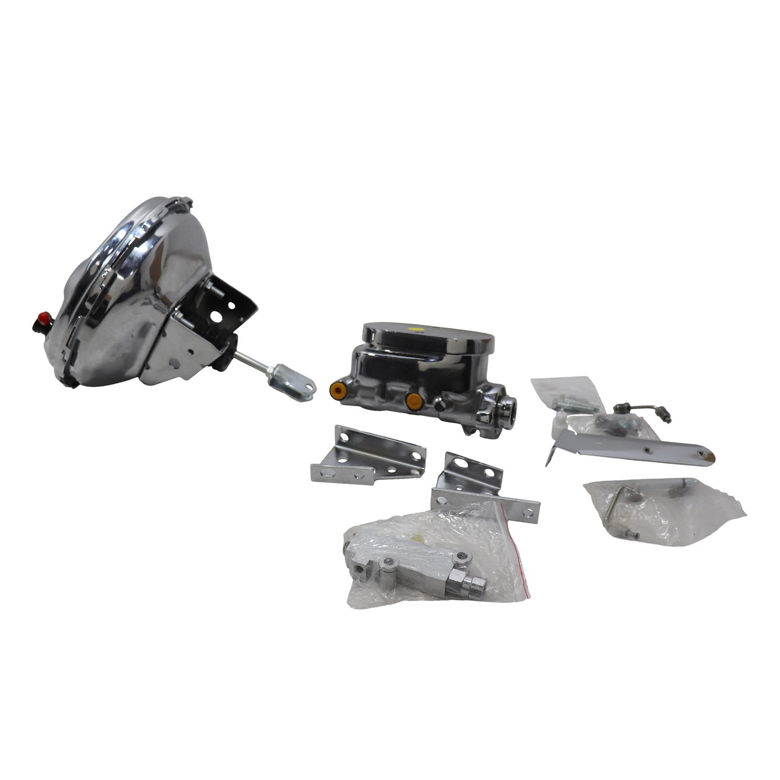 Speedway 11 in. Chrome Brake Booster, Master & Valve Kit