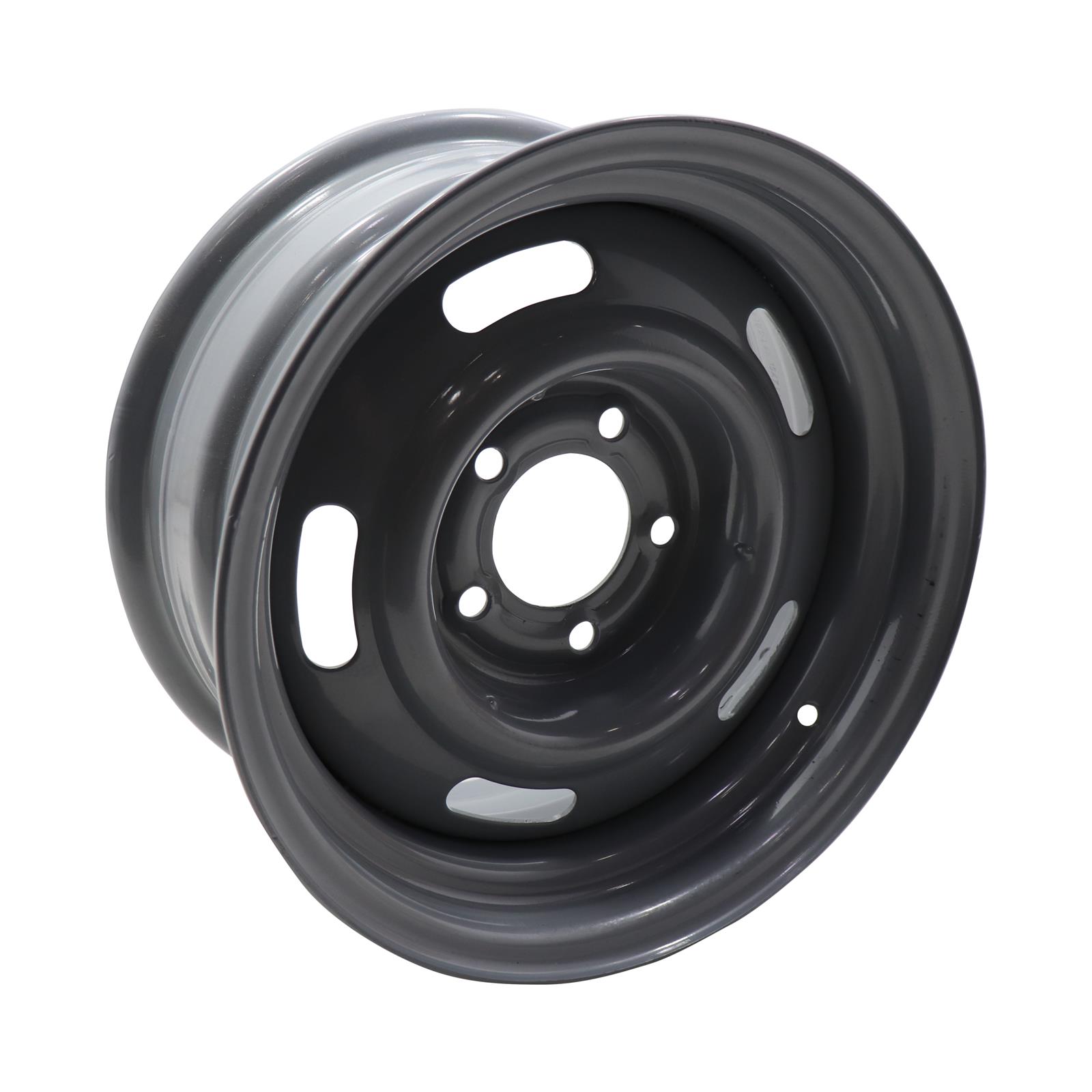 Speedway GM Style 15x7 In Rally Wheel, 5 on 4.75 Inch BP, Silver