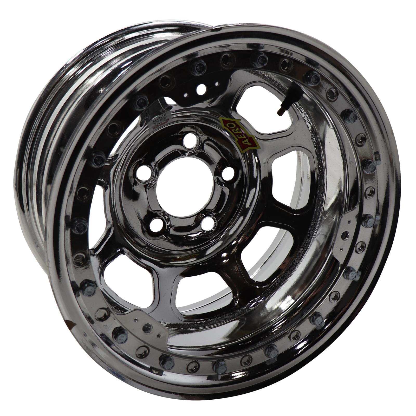 AERO 53 Series 15 x 8 Chrome IMCA Certifed Wheel w Beadlock, 2 Of