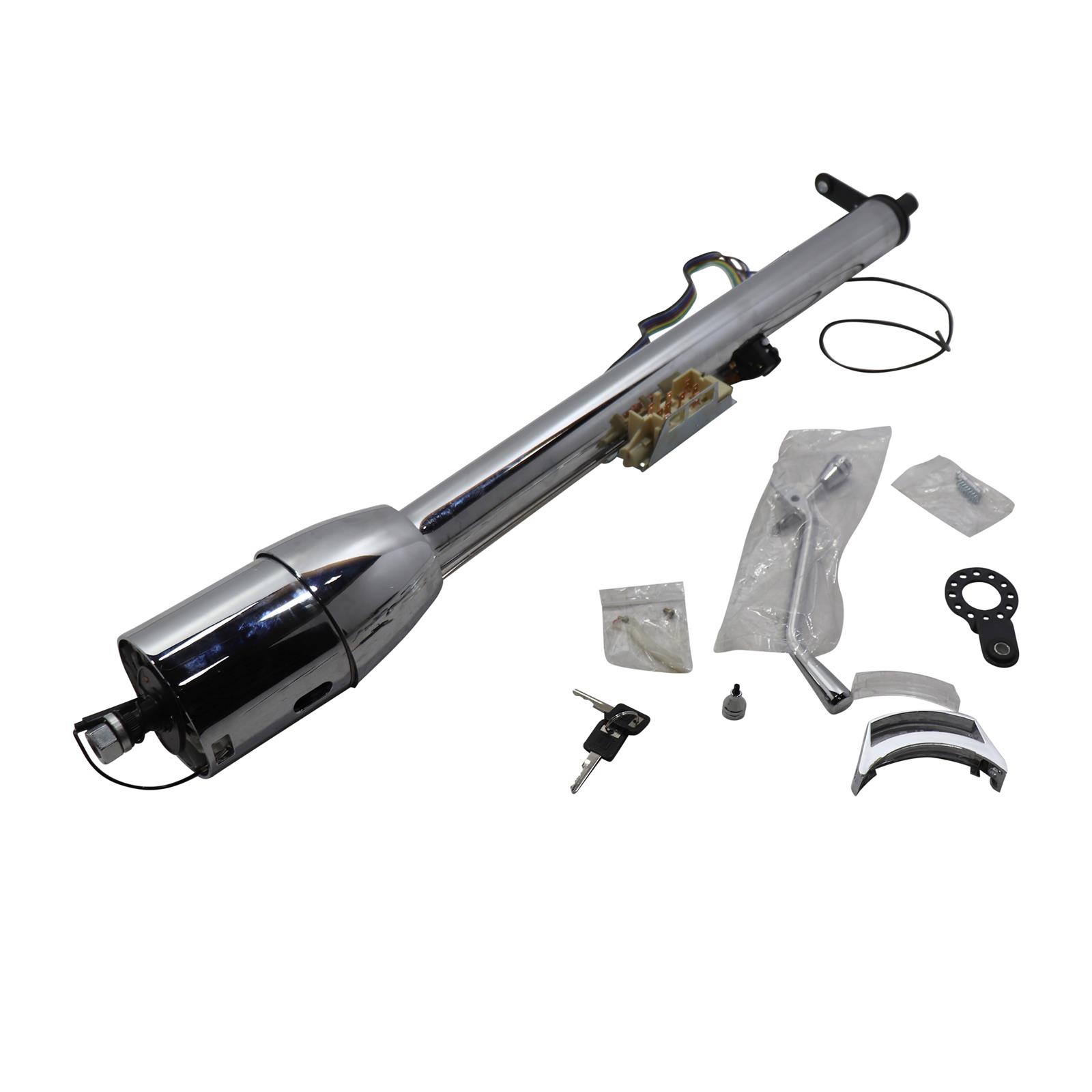 Universal Keyed GM Tilt Steering Column With Shifter, 32" Chrome