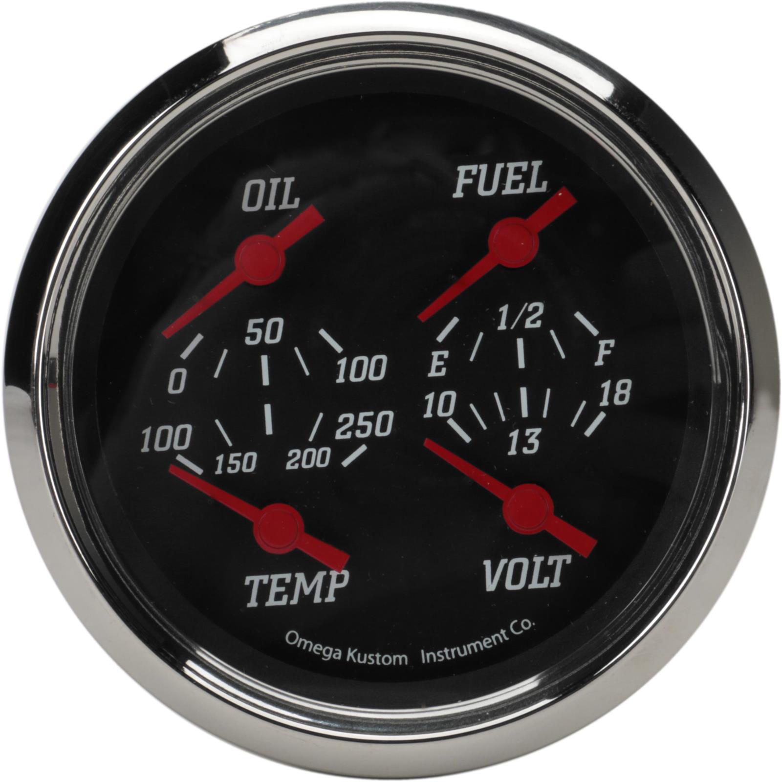 4 Inch 4-In-1 Gauge Set, Black, Oil/Fuel/Temp/Volt Gauge