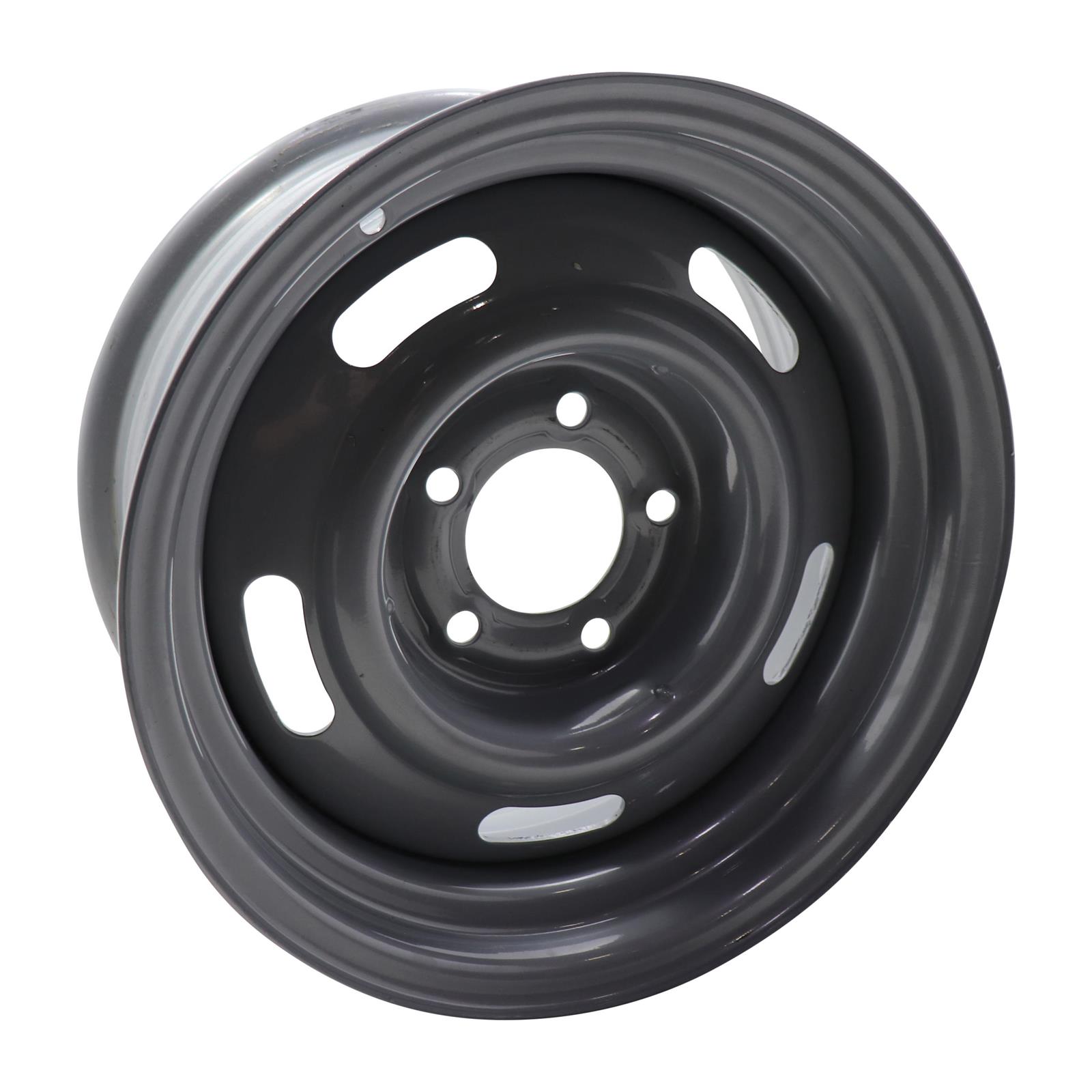 Speedway GM Style 15x7 In Rally Wheel, 5 on 4.75 Inch BP, Silver