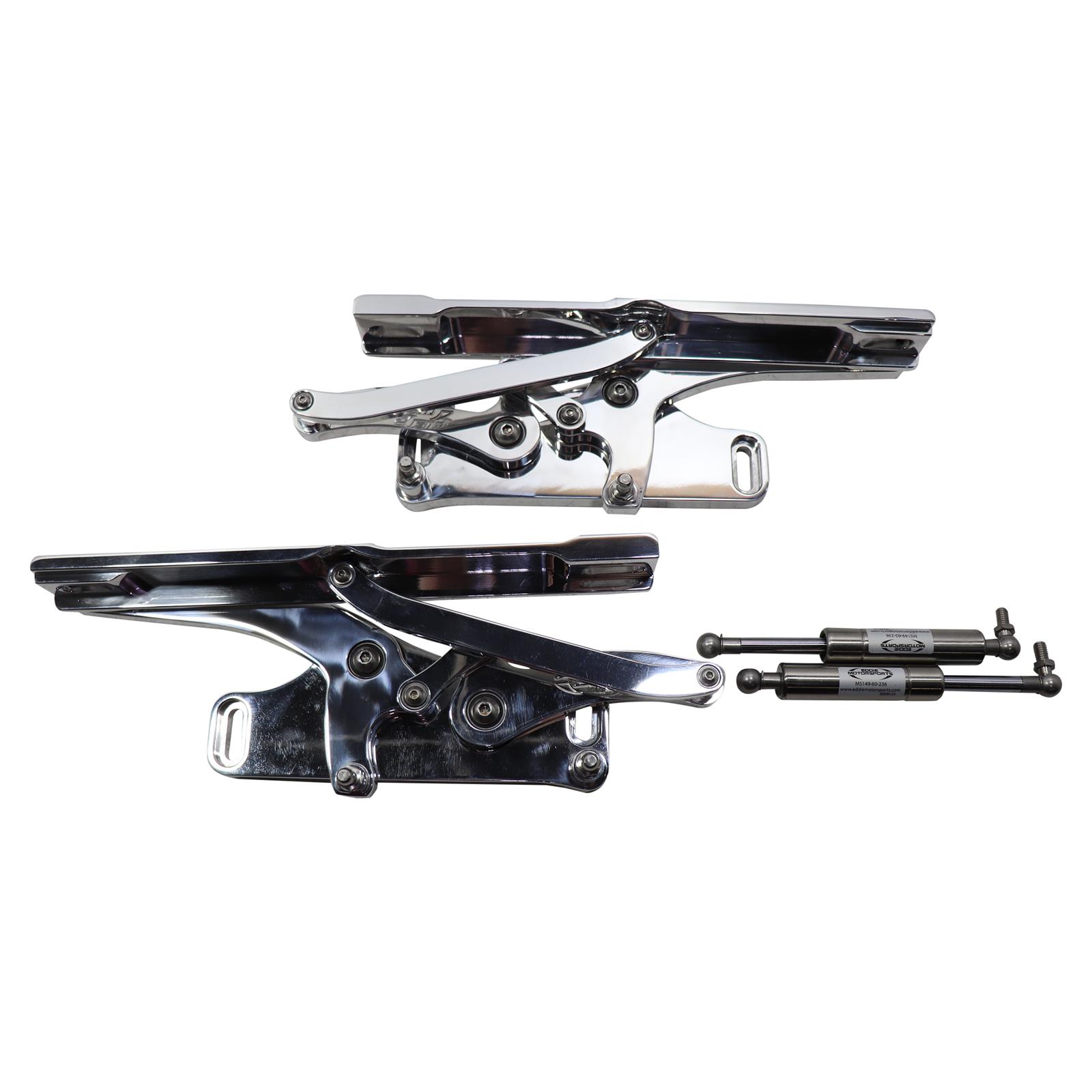 Eddie Motorsports MS149-38P Polished Aluminum Hood Hinges, 66-67