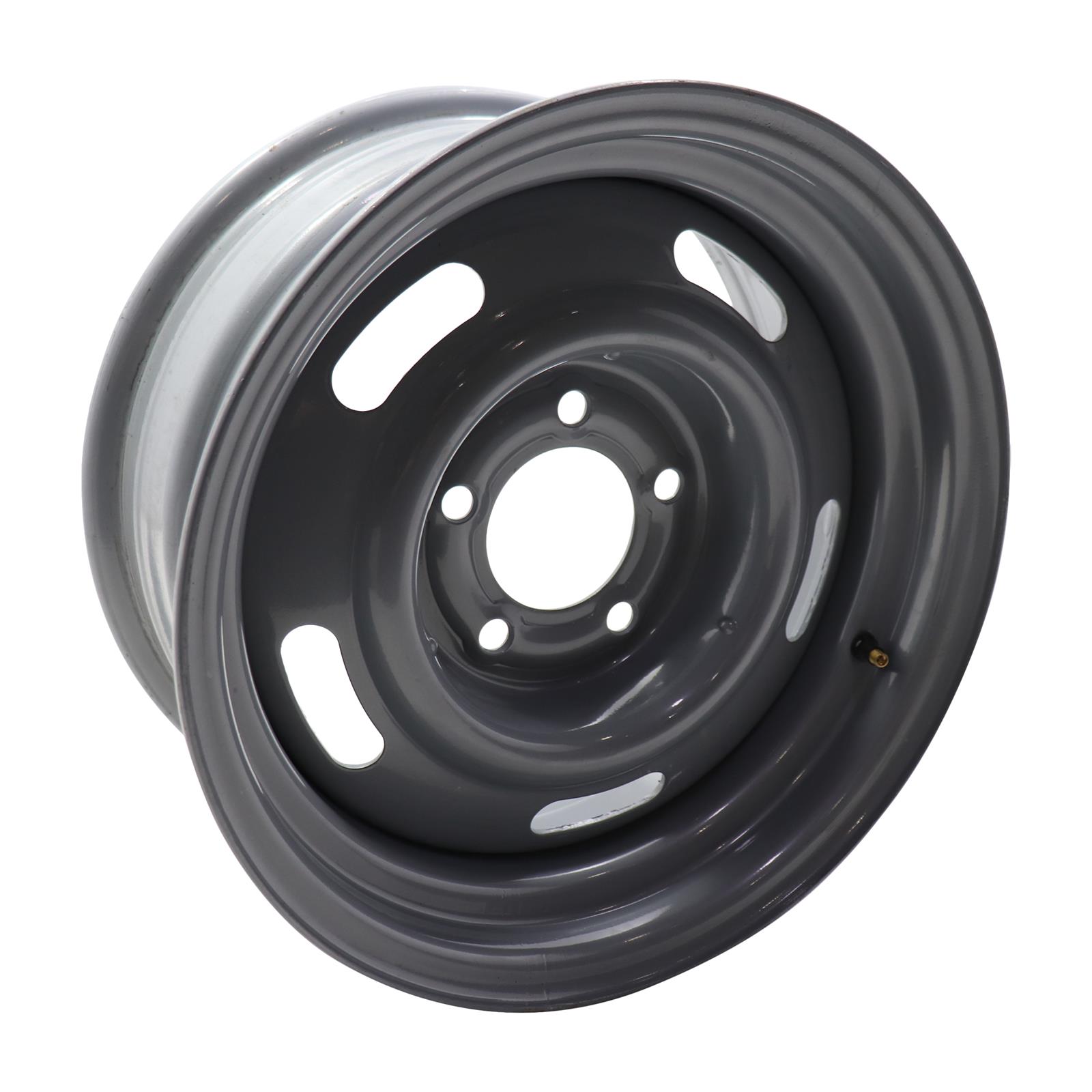 Speedway GM Style 15x7 In Rally Wheel, 5 on 4.75 Inch BP, Silver