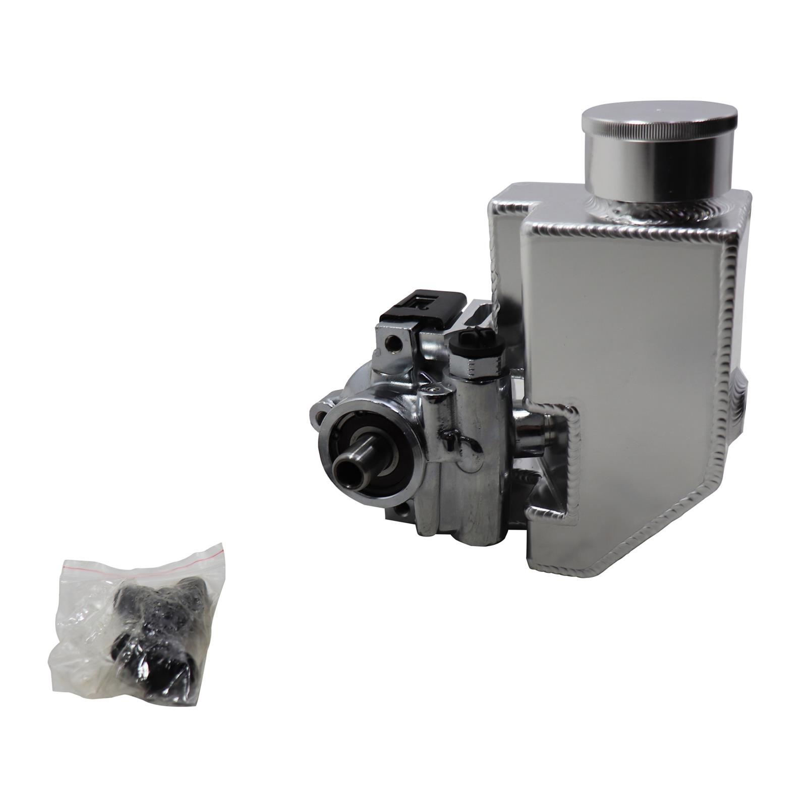 GM Type II Power Steering Pump w/Fabricated Reservoir, Chrome