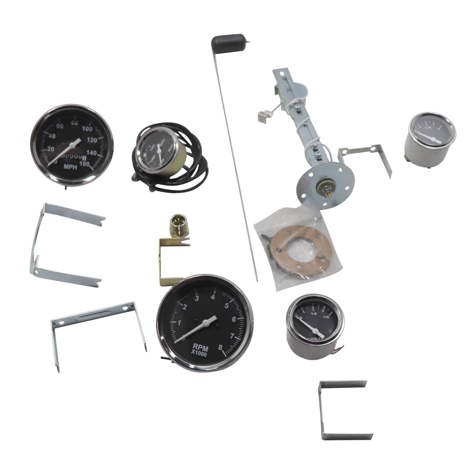 Speedway 6-Gauge Set, Black Face, 3-3/8, Mechanical