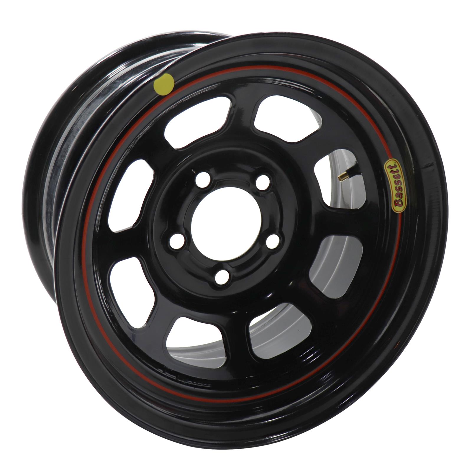 Bassett D58DC4 15X8 DOT D-Hole 5x4.75 4 Inch Bckspc Black Wheel