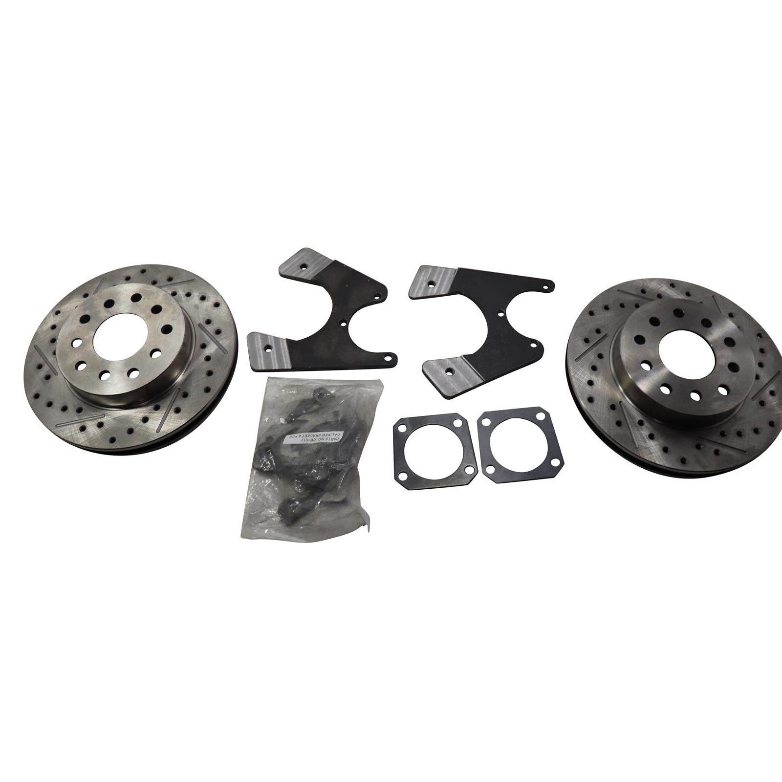 Speedway Rear Drilled/Slotted Disc Brake Kit, 64-72 GM A-Body