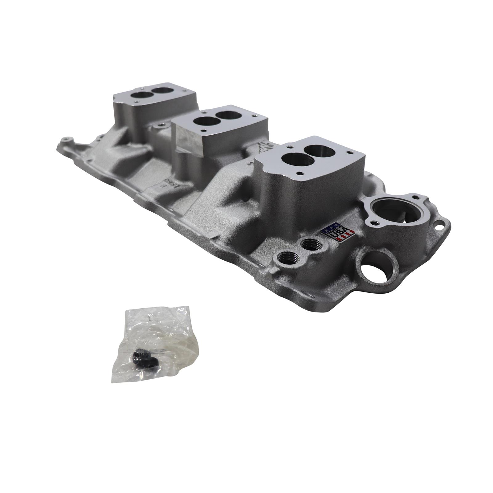 Edelbrock 5418 Small Block Chevy 3x2 3-Bolt Carb Intake Manifold