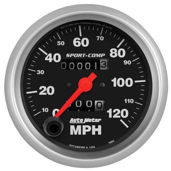 AutoMeter 3992 Sport-Comp Mechanical Speedometer, 120 MPH, 3-3/8