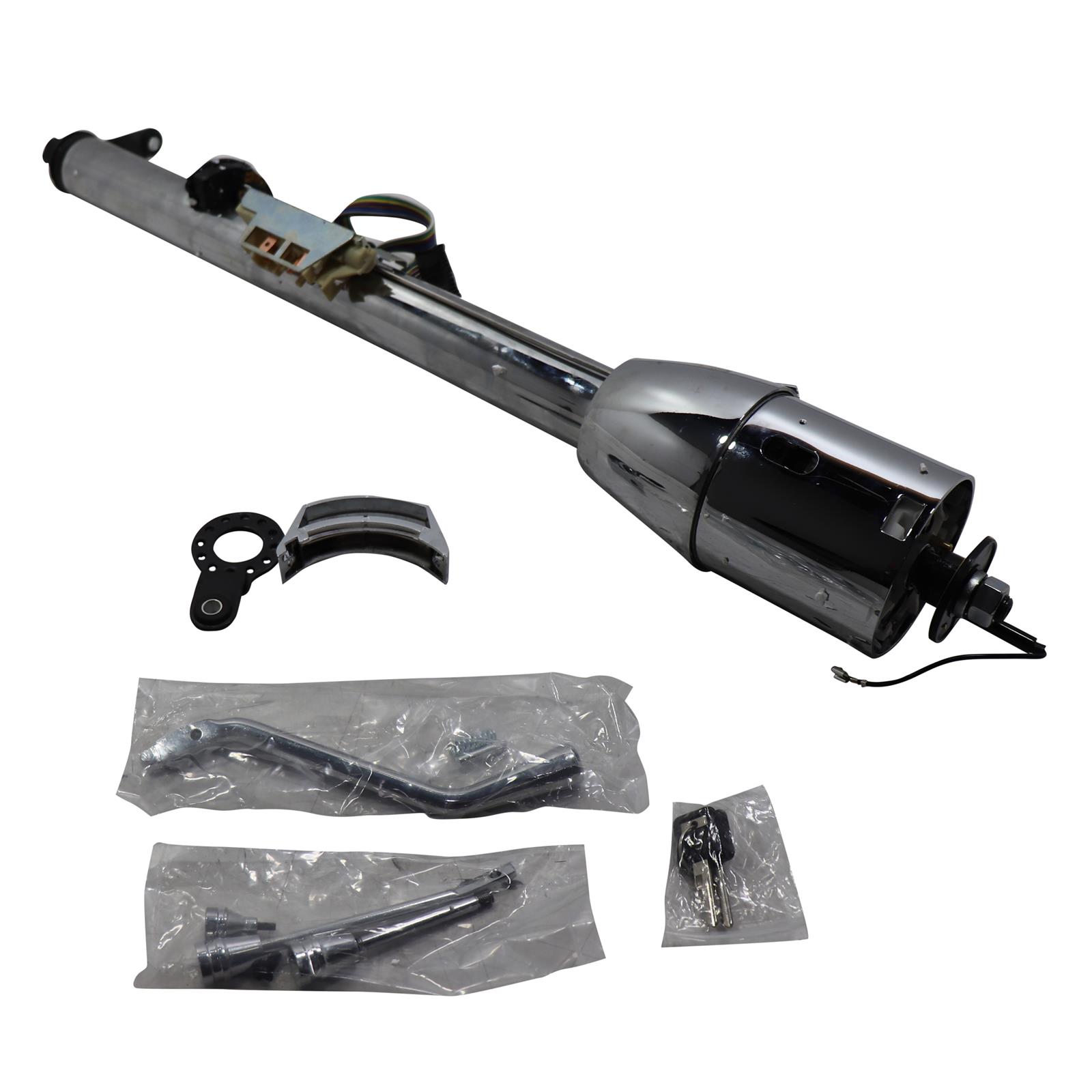 Universal Keyed GM Tilt Steering Column With Shifter, 30" Chrome