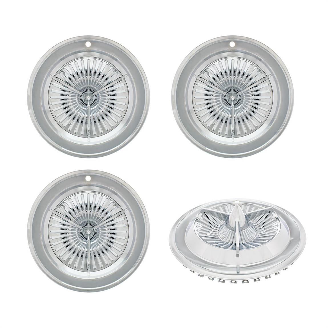 United Pacific C5059 16 Inch Chrome Plated Polara Tri-Bar Hubcaps