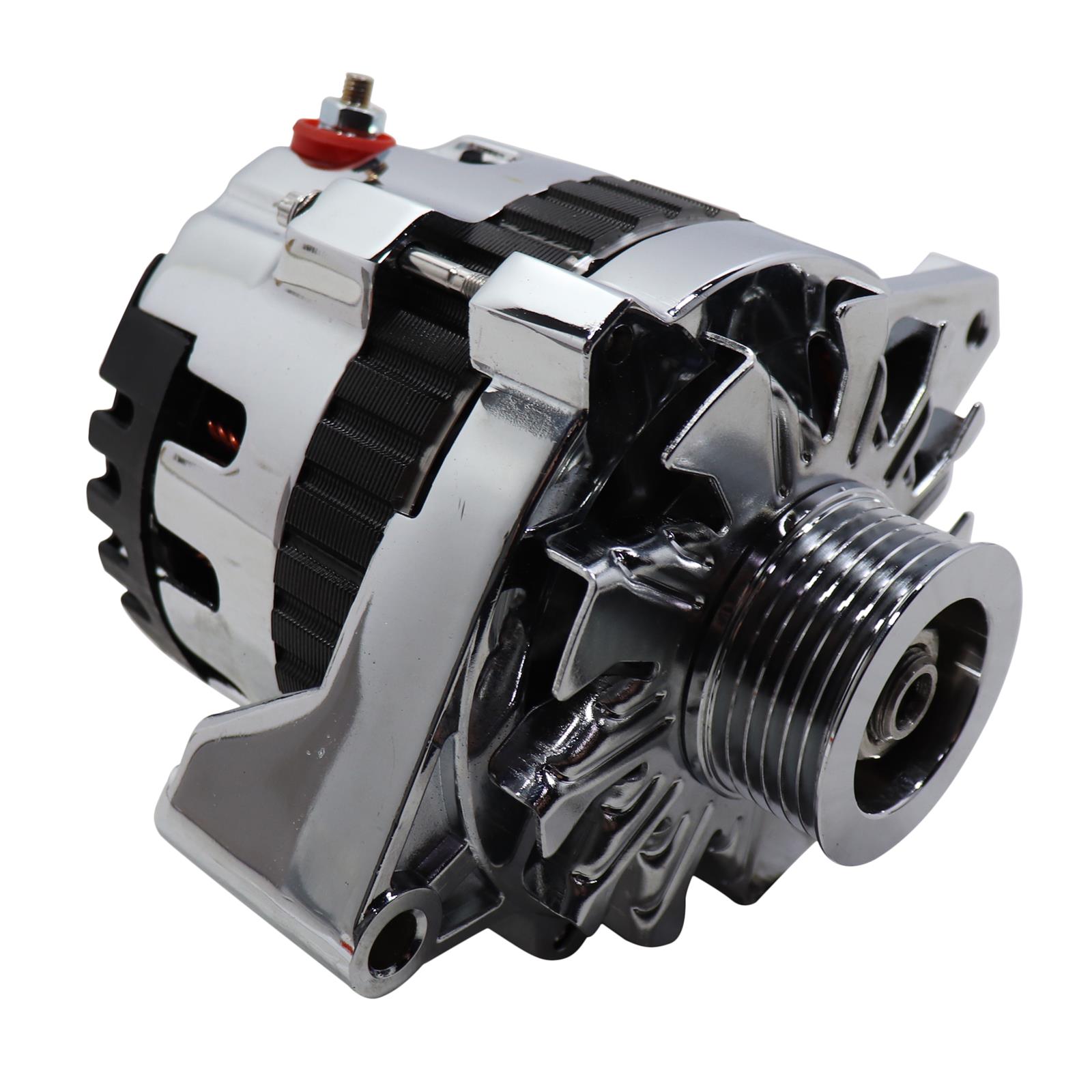 GM CS-130 Style 220 Amp Alternator, Serpentine Pulley, Chrome