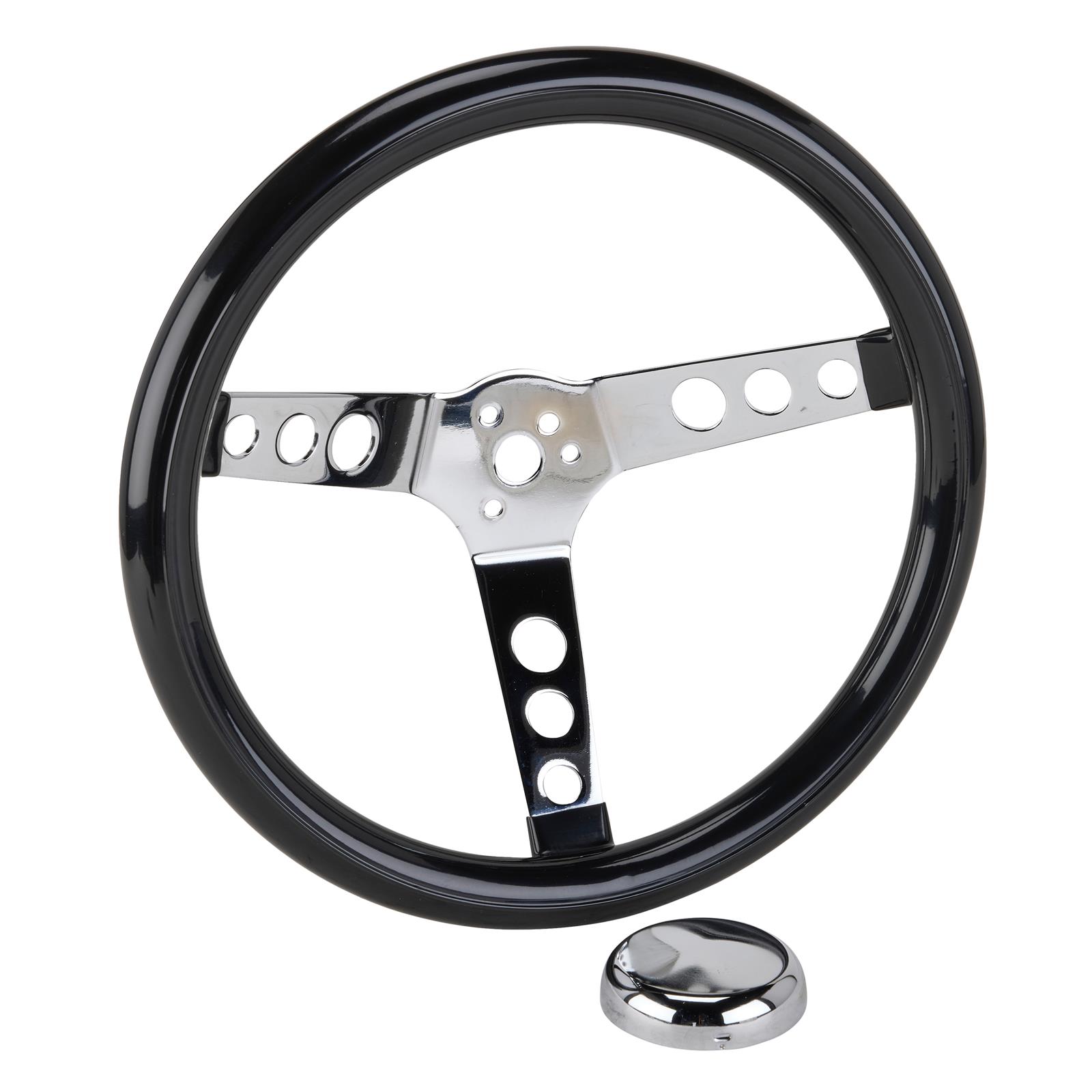 Speedway Classic 13 Inch Black Steering Wheel w/ Holes