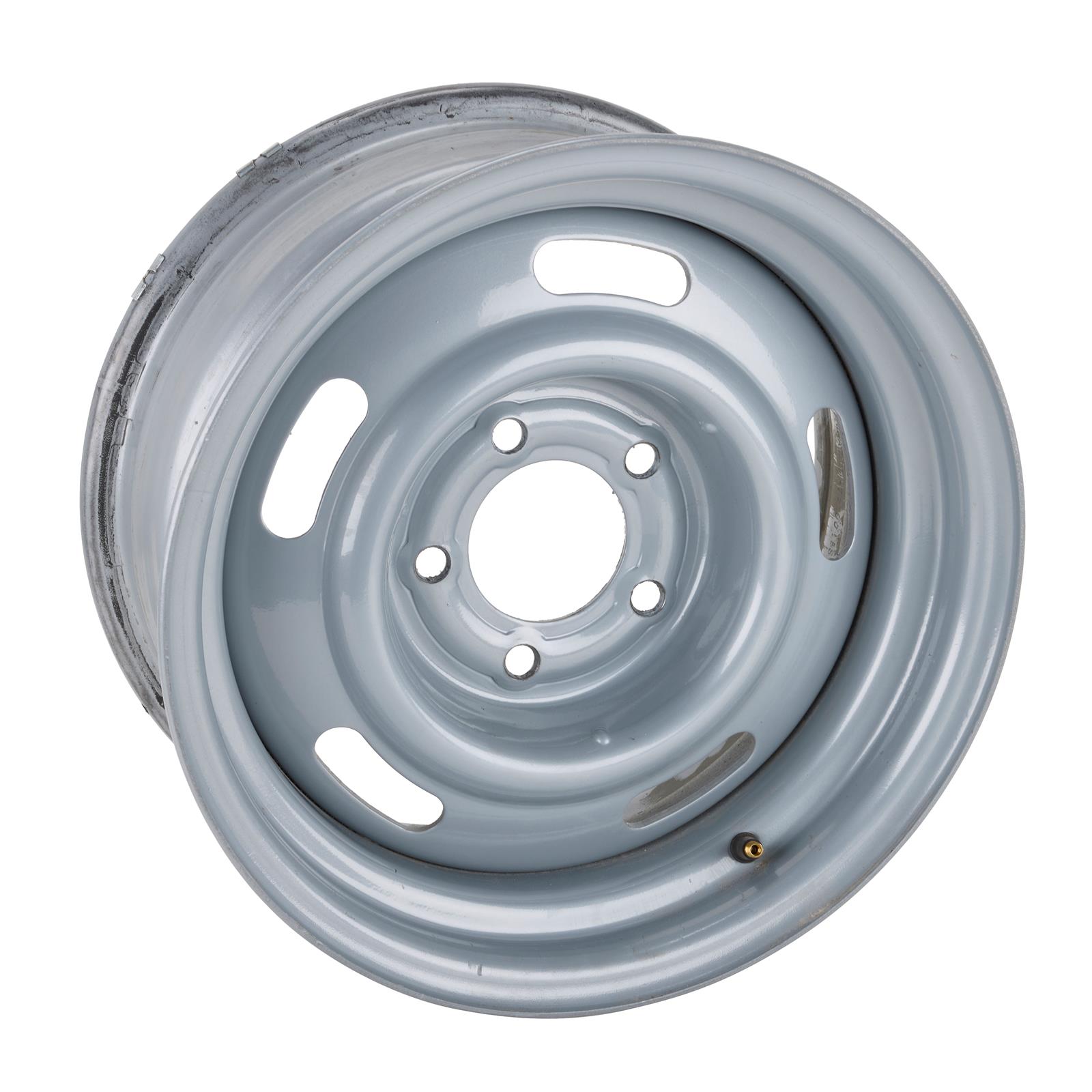 Speedway GM Style 15x7 In Rally Wheel, 5 on 4.75 Inch BP, Silver
