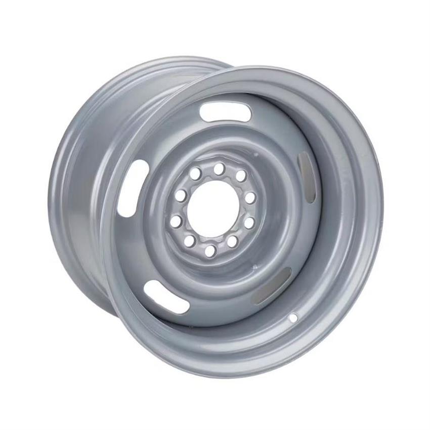 GM Dual Pattern Silver 15x5 Rally Wheel, 4.5 Inch-4.75 Inch