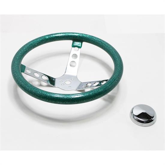 Speedway 13 Inch Green Metalflake 60s Style Steering Wheel, 3-1/2