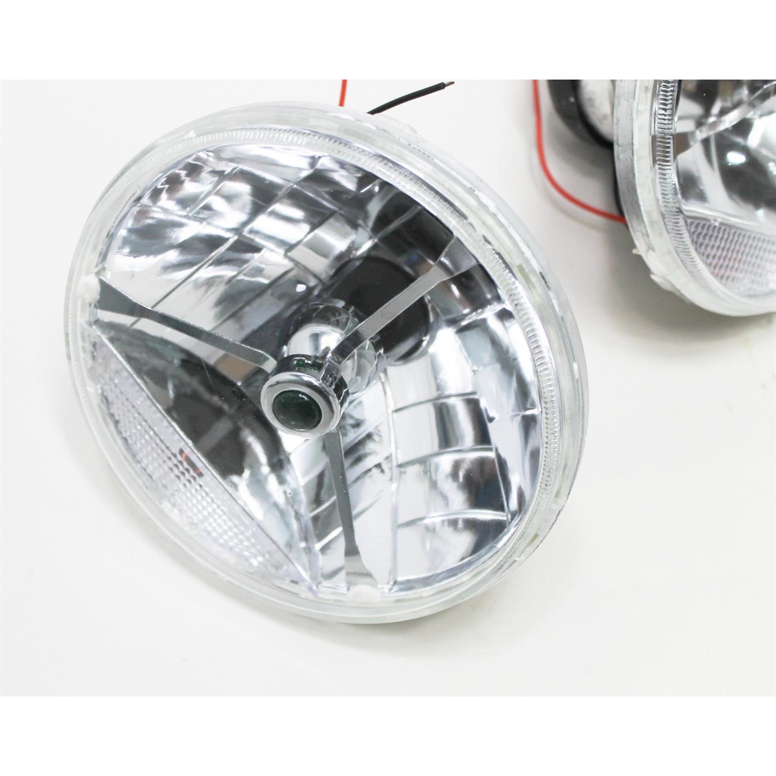 Speedway 7 Inch Tri-Bar Headlights w/ Clear Turn Signal Lens