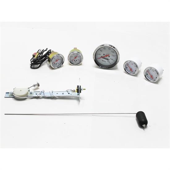 Speedway Gauge Set, White Face, 3-3/8 Speedometer