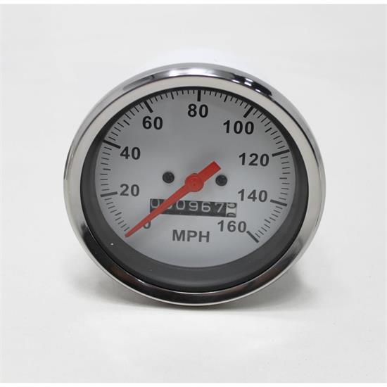 Speedway Gauge Set, White Face, 3-3/8 Speedometer